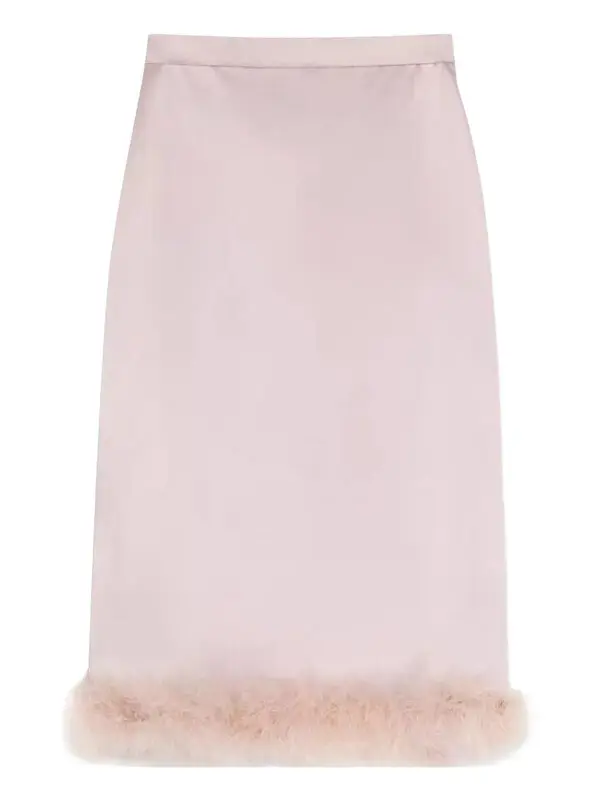 Valentino Garavani Satin Skirt With Feather Boa - Pink
