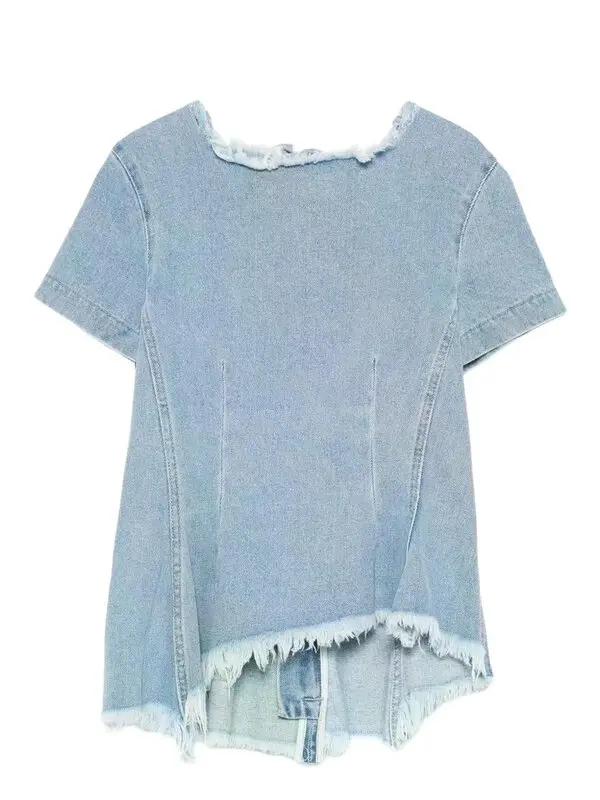 MARQUES' ALMEIDA Frayed-hem Top - Blue