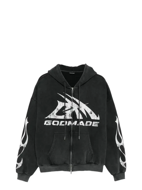 GODMADE Logo-print Zip-up Hoodie - Grey
