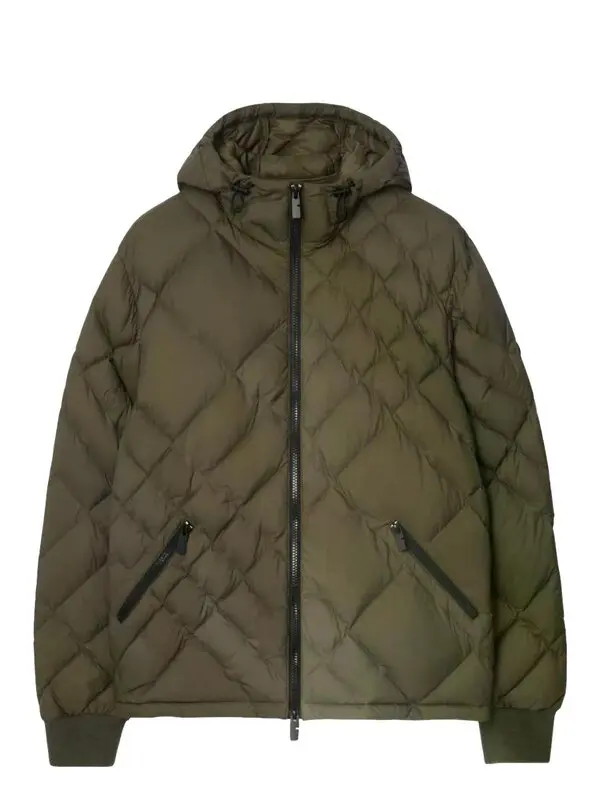 Burberry Hooded Quilted Jacket - Green