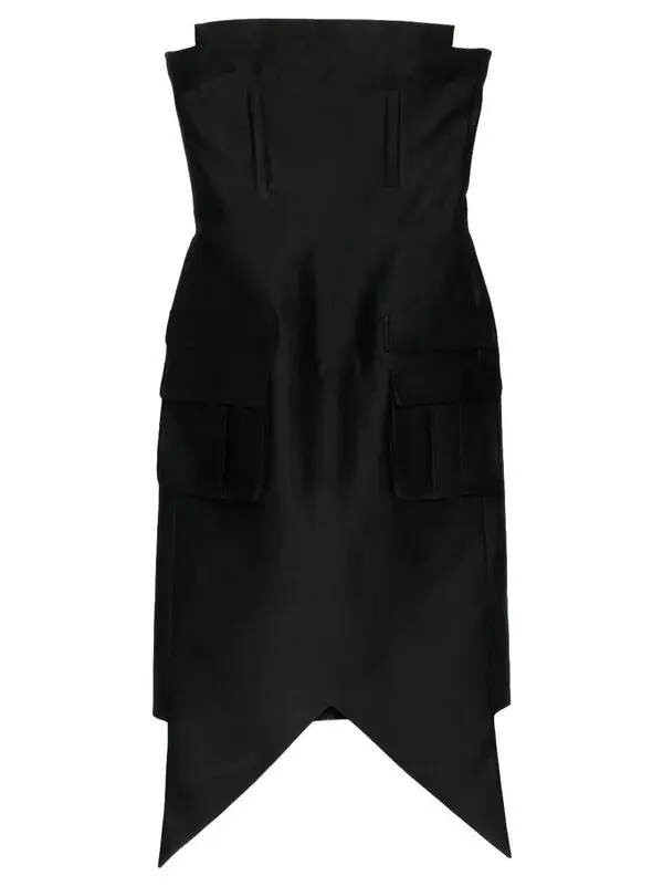 SHUSHU/TONG Asymmetric-hem Strapless Dress - Black