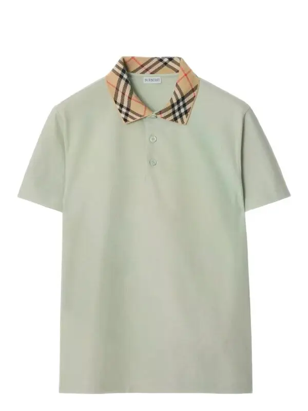 Burberry Check-collar Cotton Polo Shirt - Green