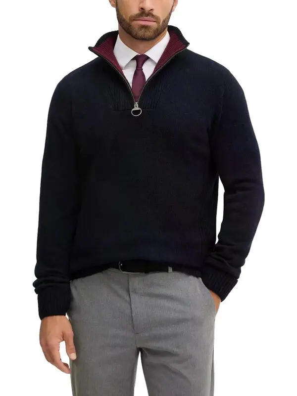 Barbour Zip Collar Sweater - Blue