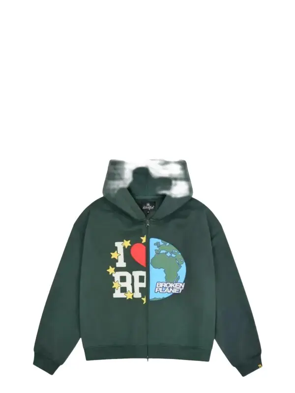 BROKEN PLANET Zipped Hoodie - Green