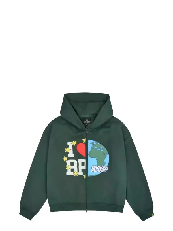 BROKEN PLANET Zipped Hoodie - Green