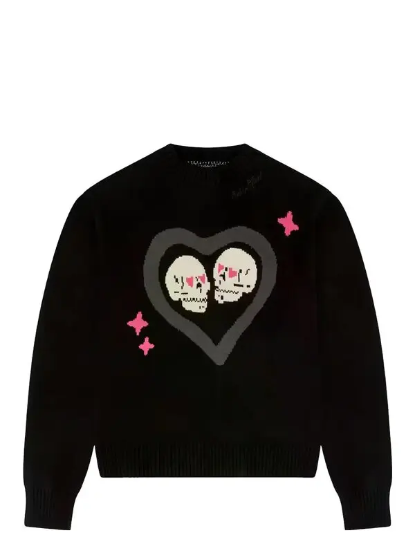 BROKEN PLANET Hearts Knit Sweater - Black