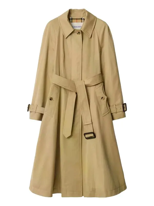 Burberry Belted Gabardine Car Coat - Neutrals