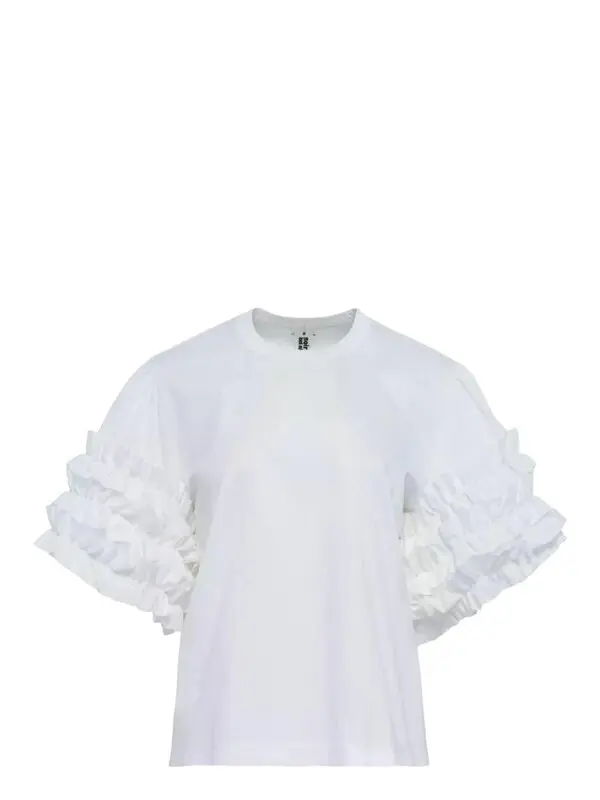 Noir Kei Ninomiya Ponte Ruffled T-shirt - White