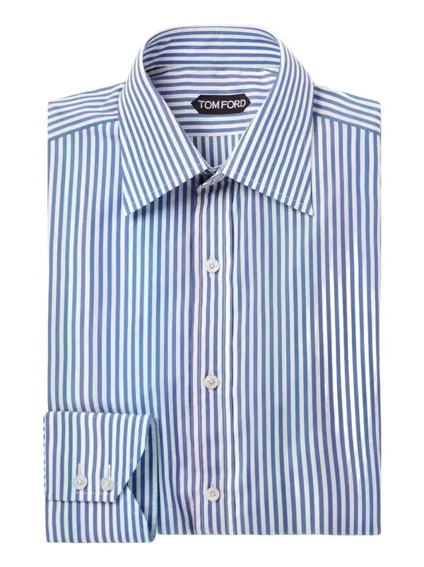TOM FORD Striped-pattern Button Shirt - Blue