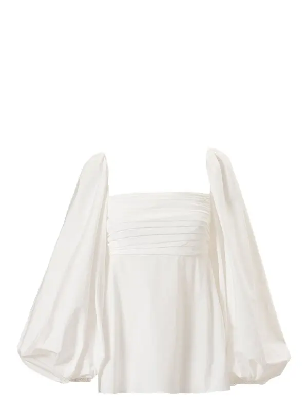 Carolina Herrera Puff Sleeve Square Neck Top - White