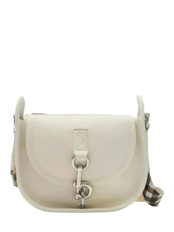 Burberry B Clip Checked-strap Cross Body Bag - White