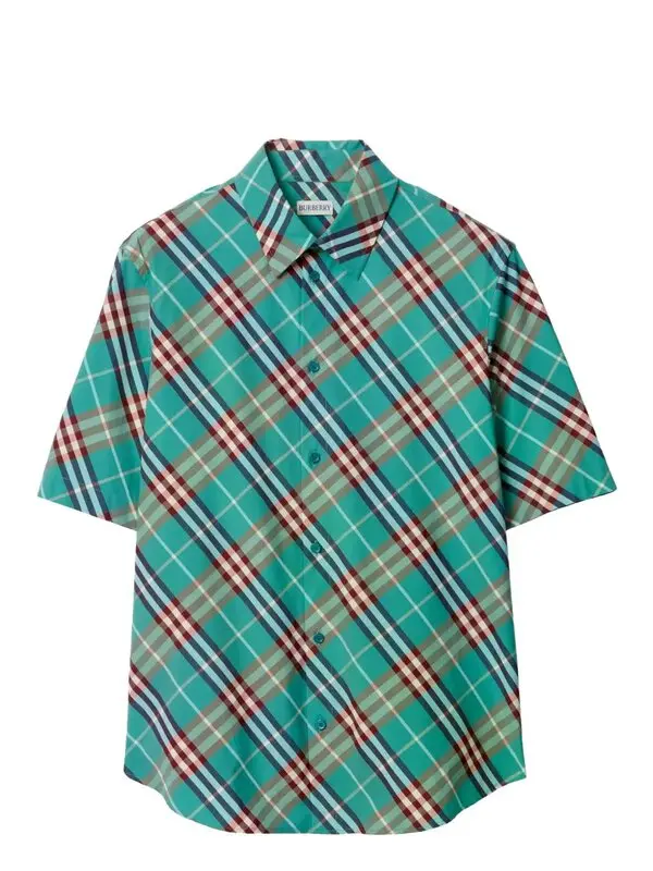 Burberry Check Short-sleeve Shirt - Blue