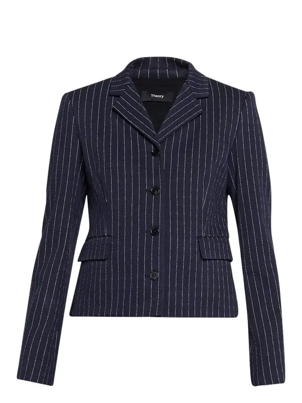 Theory Fitted Pinstripe Jacket - Navy Multi