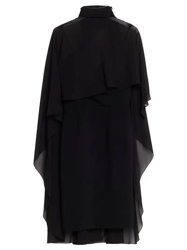 Rickie Freeman For Teri Jon Chiffon Tie-neck Cape Slip Dress - Black
