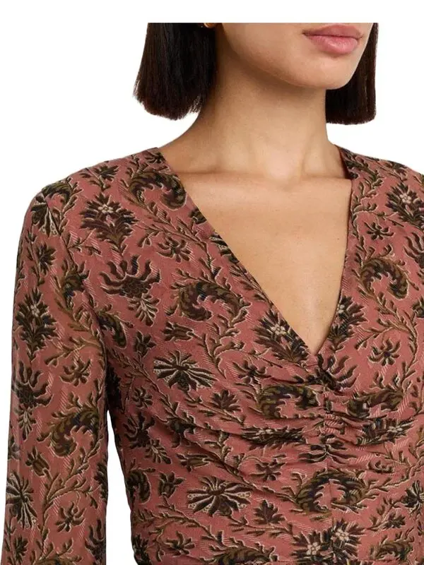 Veronica Beard Beaty Long-sleeve Mini Dress - Deep Rose