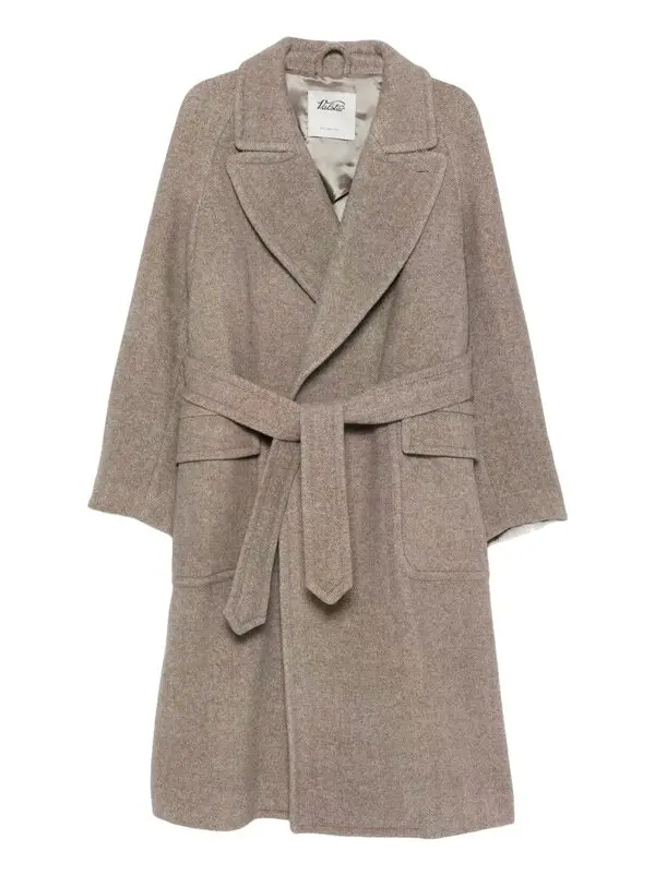 VALSTAR Herringbone Belted Coat - Brown
