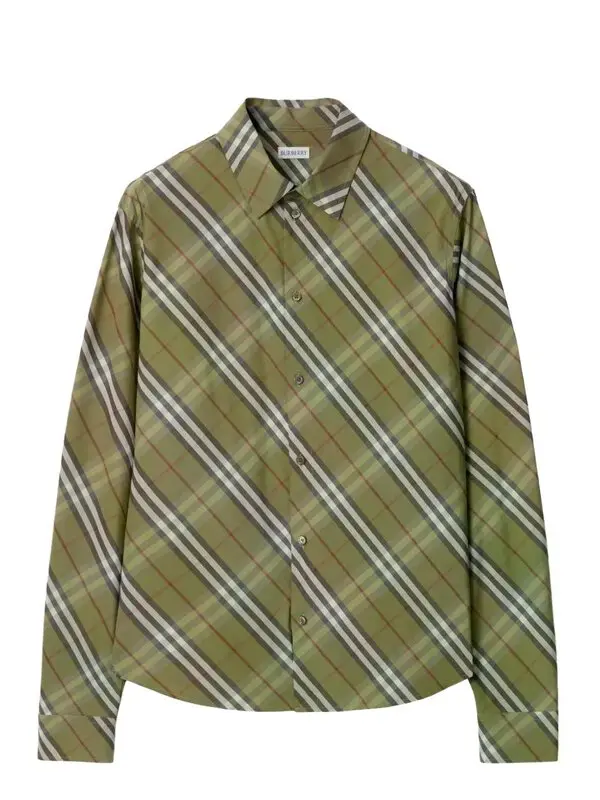 Burberry Check-cotton Shirt - Green