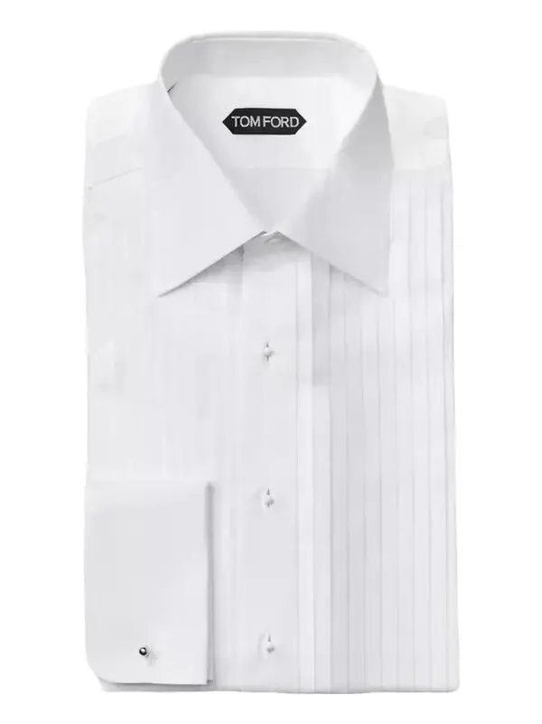 TOM FORD Pleated Pointed-collar Shirt - White
