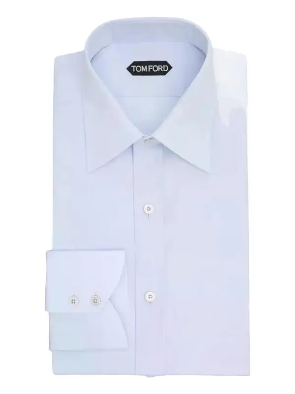 TOM FORD Long-sleeve Cotton Shirt - Blue