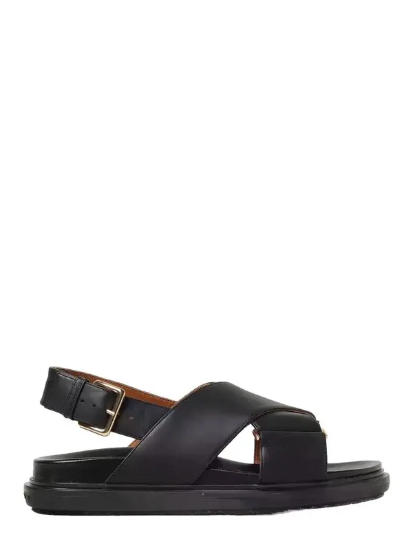 Marni Fussbett Crisscross Buckled Flat Sandals - Black