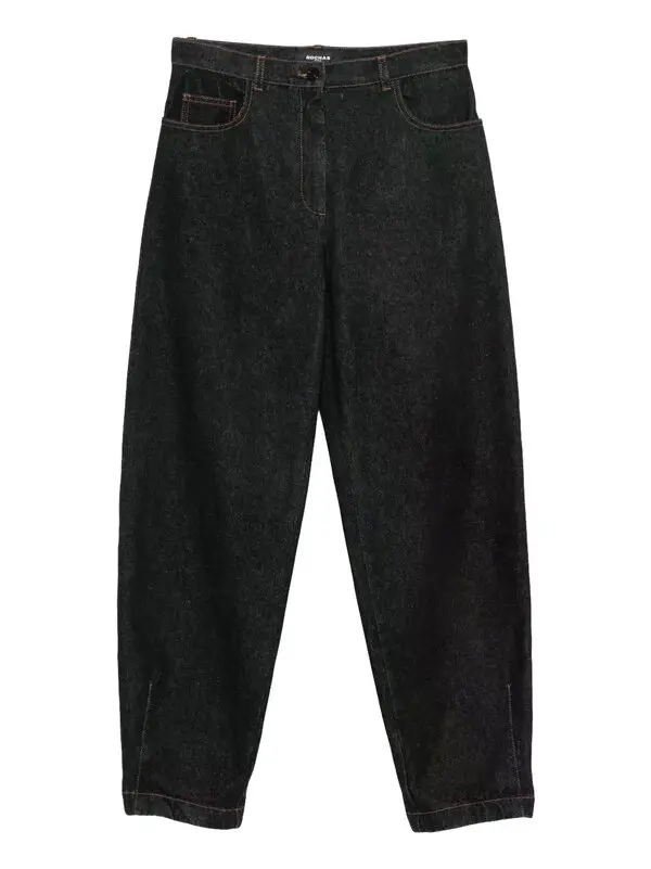 Rochas Logo-embroidered Jeans - Black