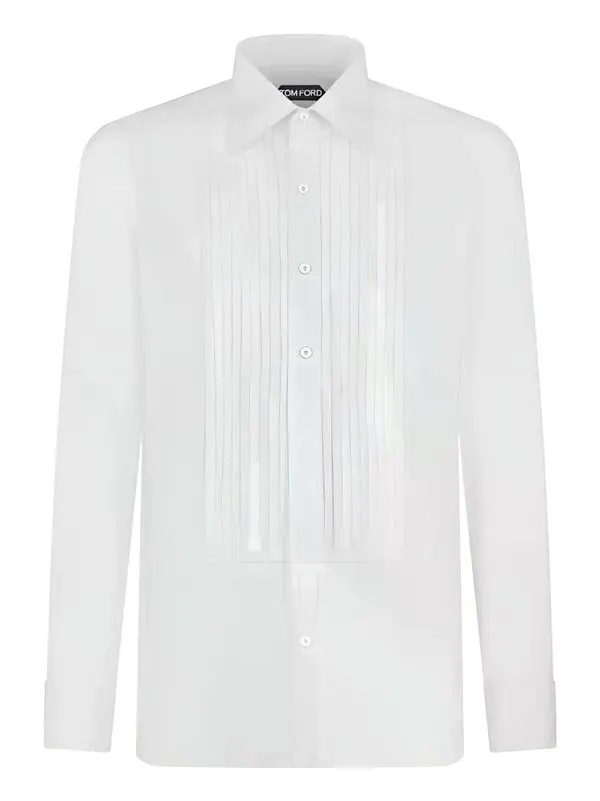 TOM FORD Pointed-collar Long-sleeve Shirt - White