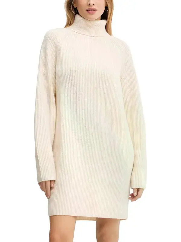 BOSS Roll-neck Knitted Mini Dress - Neutrals