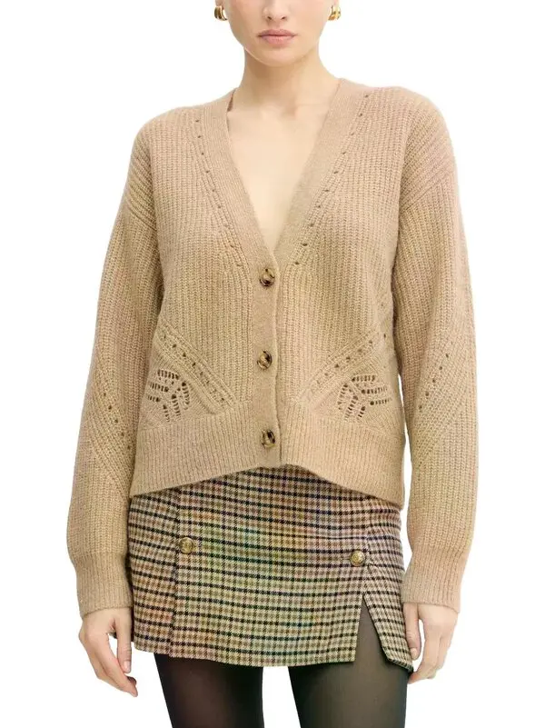 BOSS Buttoned Pointelle Cardigan - Neutrals