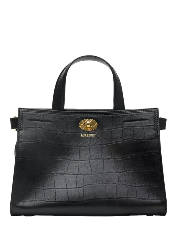 Burberry Cotswolds Crocodile-effect Mini Tote Bag - Black