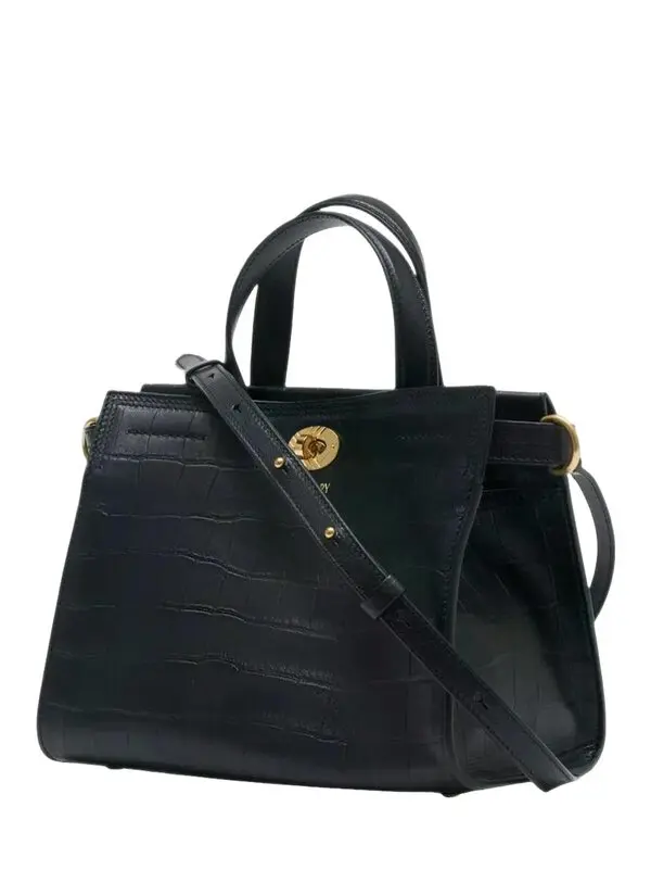 Burberry Mini Cotswolds Tote In Crocodile-effect Leather - Black
