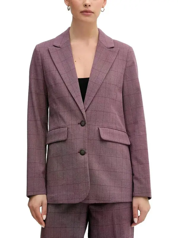 BENETTON Check-pattern Button-fastening Blazer - Purple