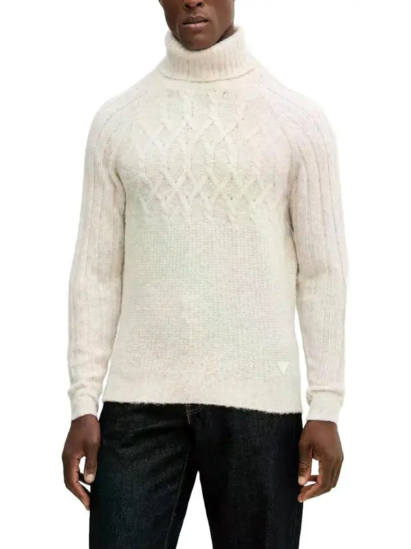 Guess Cable-knit Roll-neck Sweater - Neutrals