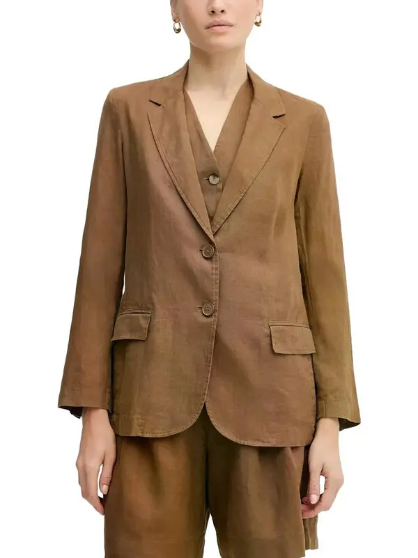 BENETTON Notched Lapels Blazer - Brown