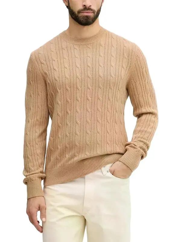 BOSS Cable-knit Crew-neck Sweater - Neutrals