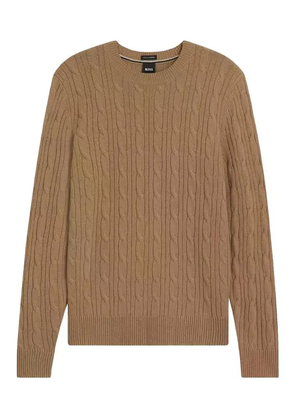 BOSS Cable-knit Crew-neck Sweater - Neutrals