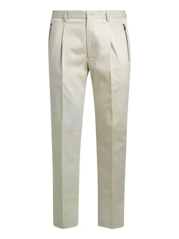 Etro Pleated Cotton Trousers - Neutrals