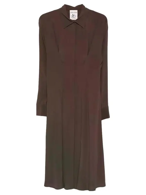 SEMICOUTURE Clement Collared Midi Dress - Brown