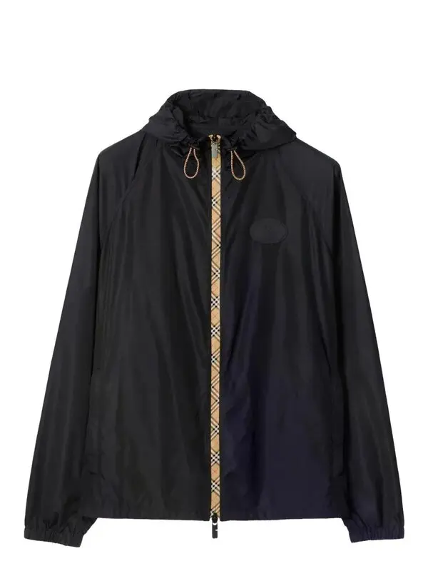Burberry Logo-patch Hooded Jacket - Blue