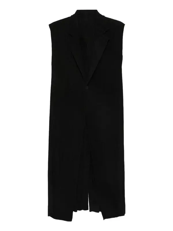Issey Miyake Hatching Sleeveless Coat - Black