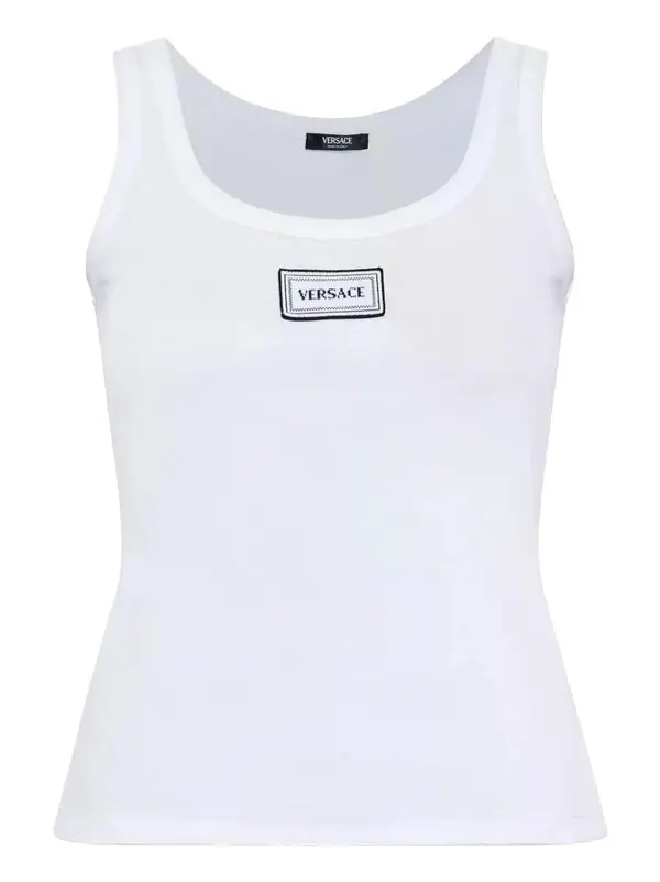 Versace Logo-patch Tank Top - White