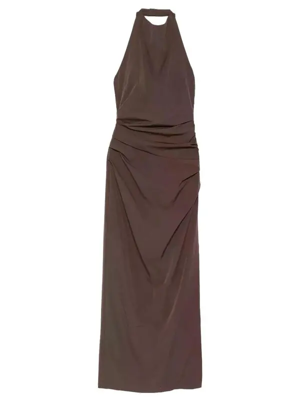 Sir The Label Halterneck Ruched Dress - Brown