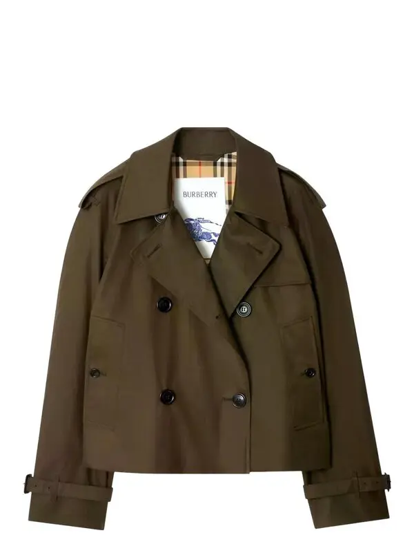 Burberry Double-breasted Cropped Trench Jacket - Green