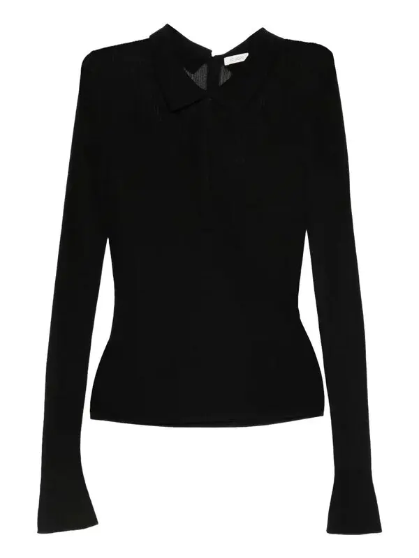 ST. AGNI Long-sleeved Polo Top - Black