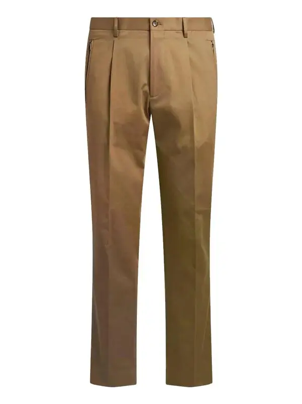 Etro Pleated Cotton Trousers - Brown