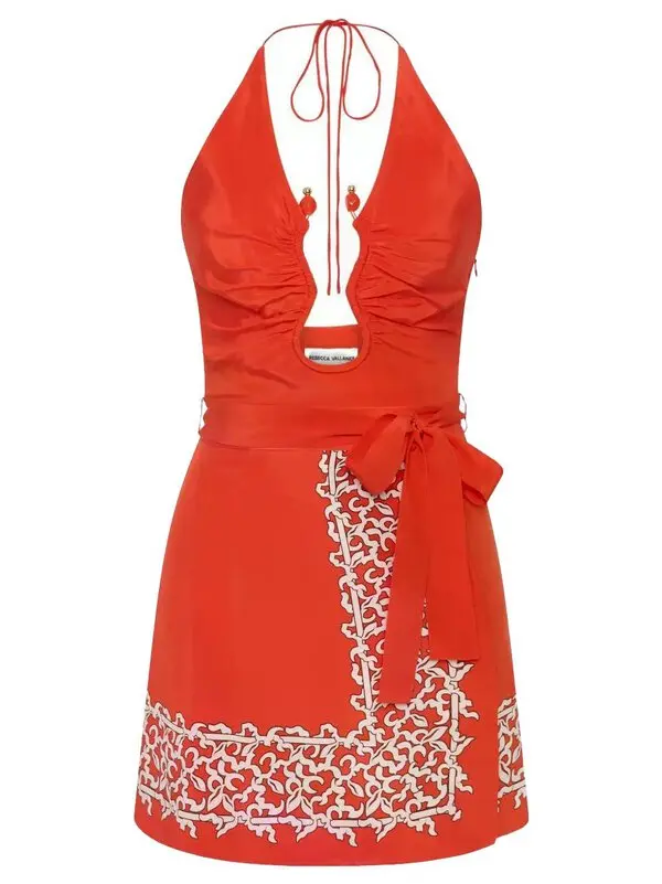 Rebecca Vallance Sundia Halterneck Mini Dress - Red
