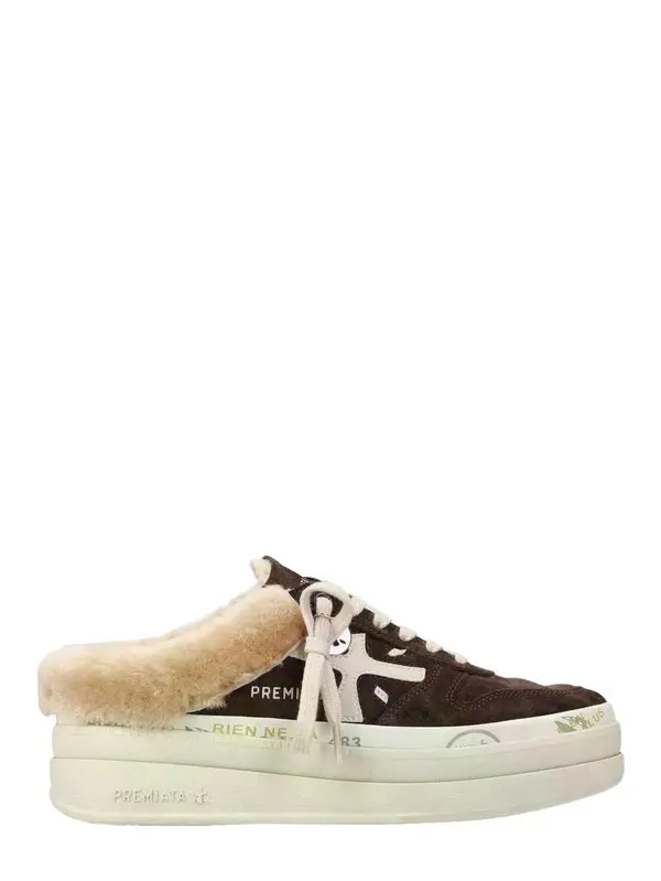 Premiata Shearling Platform Sneakers - Brown