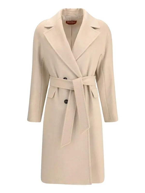 Max Mara Double-breasted Cashmere, Alpaca, And Wool Coat - Beige