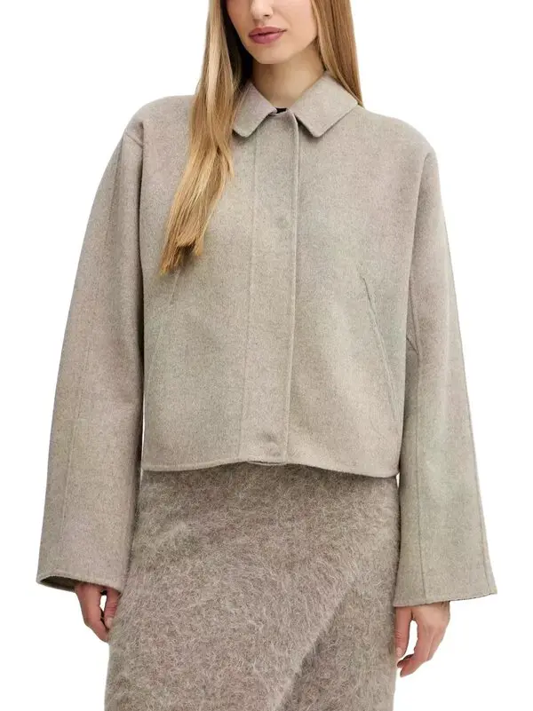 BOSS Collared Jacket With Pleated Detail - Neutrals