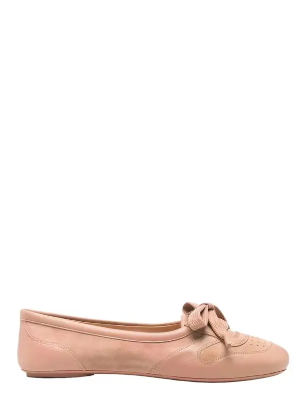 GIANVITO ROSSI Lace-up Leather Ballet Flats - Pink