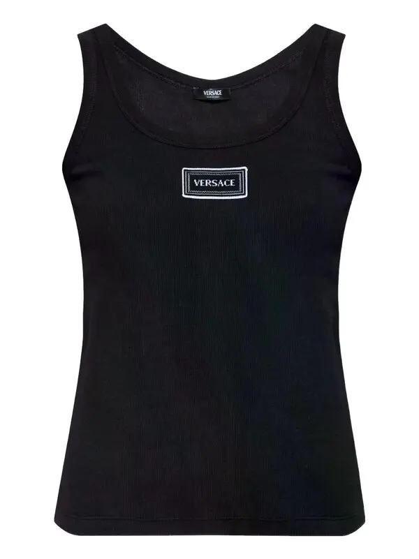 Versace Logo-patch Tank Top - Black